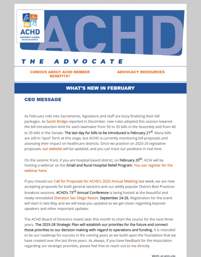 ACHD News - Association of California Healthcare Districts | ACHD - CA